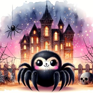 Cute Halloween Spiders Clipart Bundle, Watercolor Spider Clip Art ...