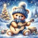 Cute Winter Teddy Bear Clipart Bundle, Festive Watercolor Clip Art ...