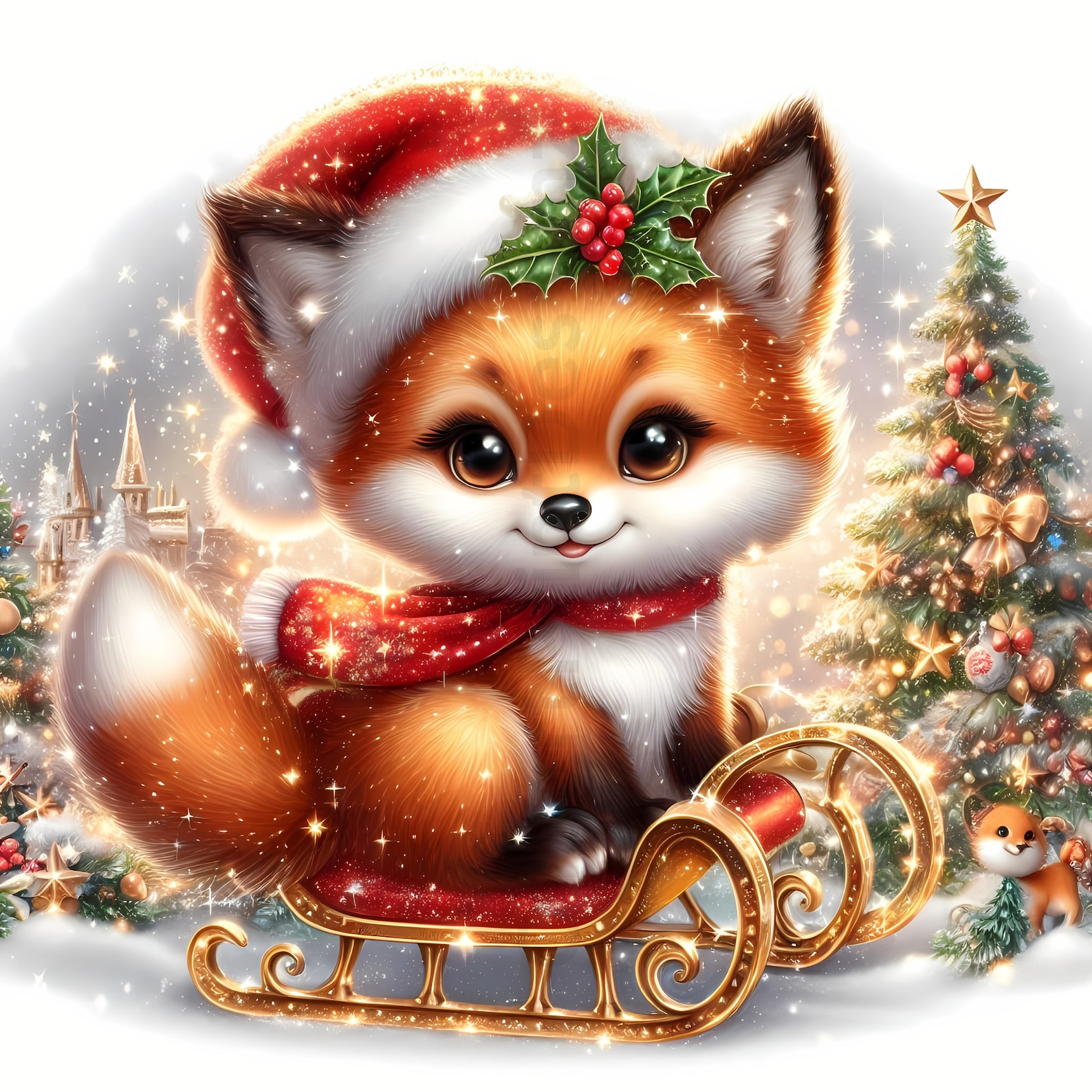 Cute Christmas Fox Clipart Bundle, Baby Animals, 28 High Quality Pngs ...