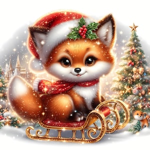 Cute Christmas Fox Clipart Bundle, Baby Animals, 28 High Quality Pngs ...