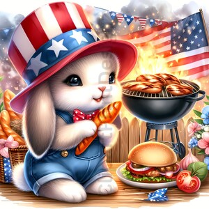 Cute 4th July Animals Clipart Bundle, Watercolor Patriotic Files Animal ...