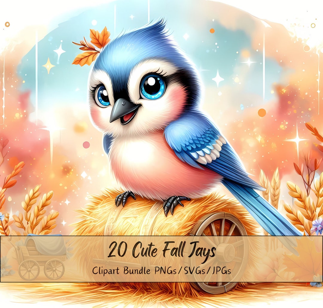 Cute Fall Jays Clipart Bundle, Watercolor Jay Clip Art Images, High ...