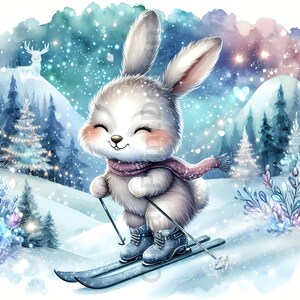 Cute Winter Bunnies/hares Clipart Bundle, Festive Watercolor Clip Art ...