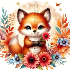 Cute Fall Foxes Clipart Bundle, Watercolor Autumn Fox Clip Art Images ...