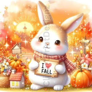 Cute Fall Rabbits Clipart Bundle, Watercolor Autumn Rabbit Clip Art ...