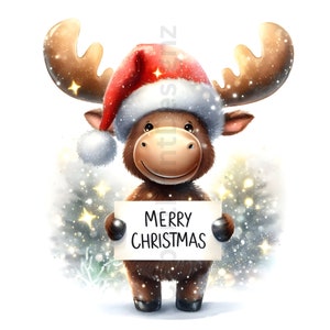 Watercolor Merry Christmas Animals Clipart Bundle, 17 High Quality Pngs ...