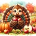 Cute Fall Turkeys Clipart Bundle, Watercolor Turkey Clip Art Images ...