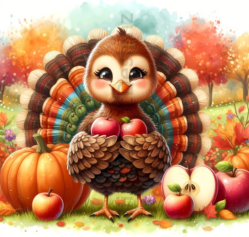 Cute Fall Turkeys Clipart Bundle, Watercolor Turkey Clip Art Images ...