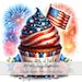 4th July Cupcakes Clipart Bundle, Watercolor Patriotic Files, High ...