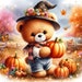 Cute Fall Teddy Bears Clipart Bundle, Watercolor Teddies Clip Art ...
