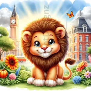 Cute Back to School Lions Clipart Bundle, Watercolor Lion Clip Art ...