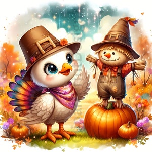 Cute Fall Turkeys Clipart Bundle, Watercolor Turkey Clip Art Images ...