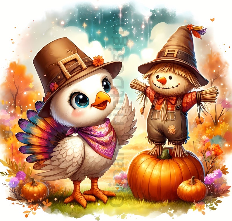 Cute Fall Turkeys Clipart Bundle, Watercolor Turkey Clip Art Images ...