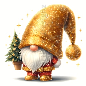 Watercolor Festive Gnomes Clipart Bundle, Cute Christmas Gnomes, 14 ...