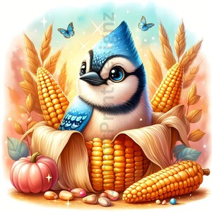Cute Fall Corn Animals Clipart Bundle, Watercolor Animal Clip Art ...