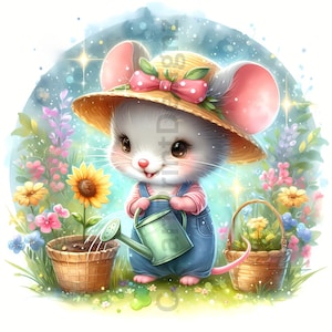 Cute Summer Mouse Clipart Bundle, Watercolor Mice Clip Art Images, High ...