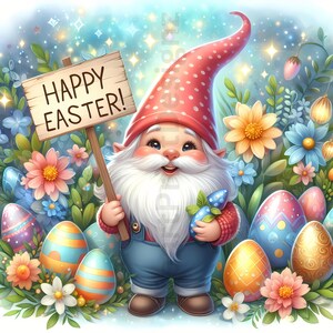 Cute Easter Gnome Clipart Bundle, Festive Watercolor Clip Art Images ...