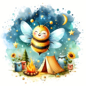 Cute Summer Bees Clipart Bundle, Watercolor Bee Clip Art Images, High ...