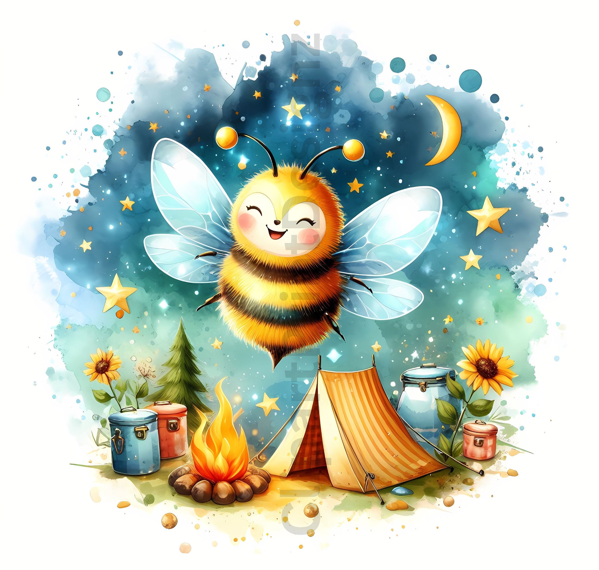 Cute Summer Bees Clipart Bundle, Watercolor Bee Clip Art Images, High ...
