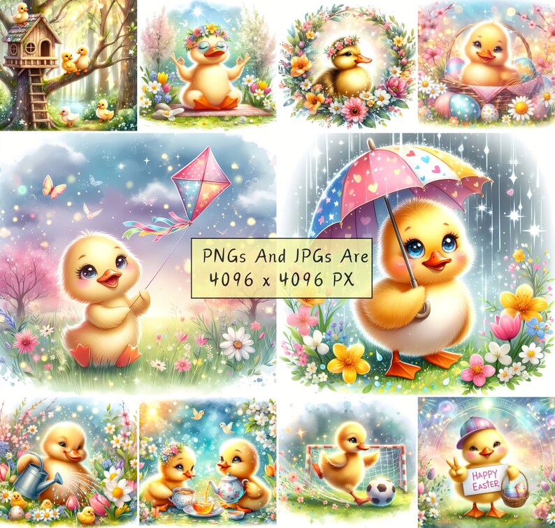 Cute Spring Ducks Clipart Bundle, Watercolor Clip Art Images, 20 High ...