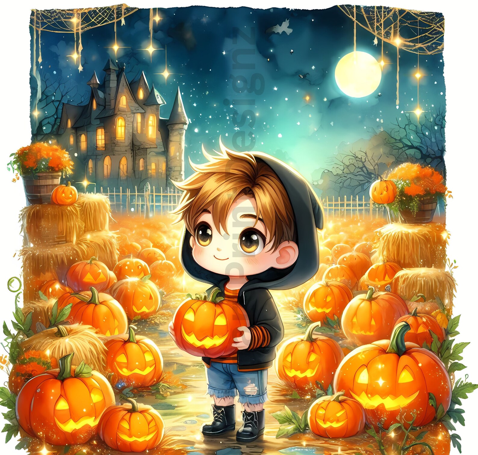 Cute Halloween Boys Clipart Bundle, Watercolor Boy Clip Art Images ...