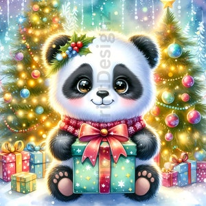 Cute Christmas Pandas Clipart Bundle, Xmas Panda Clip Art Images ...