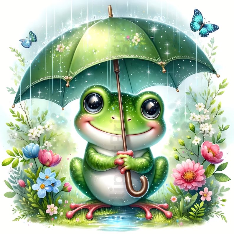 Cute Spring Frogs Clipart Bundle, Watercolor Clip Art Images, 20 High ...