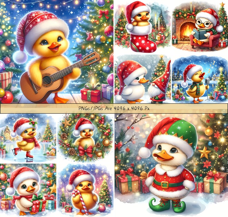 Cute Christmas Ducks Clipart Bundle, Xmas Ducks Clip Art Images ...