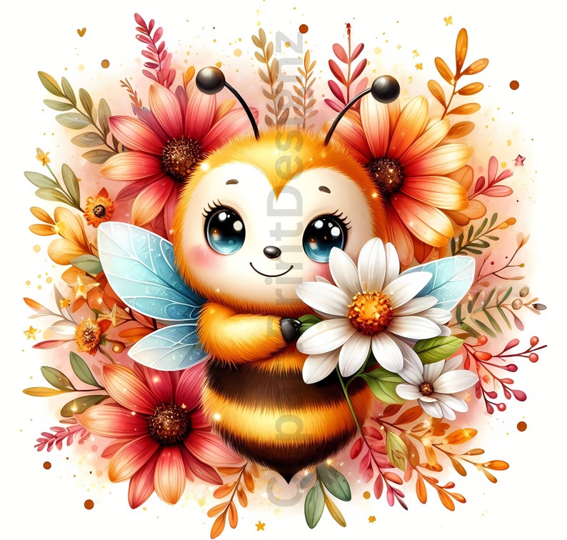 Cute Fall Bees Clipart Bundle, Watercolor Bee Clip Art Images, High ...