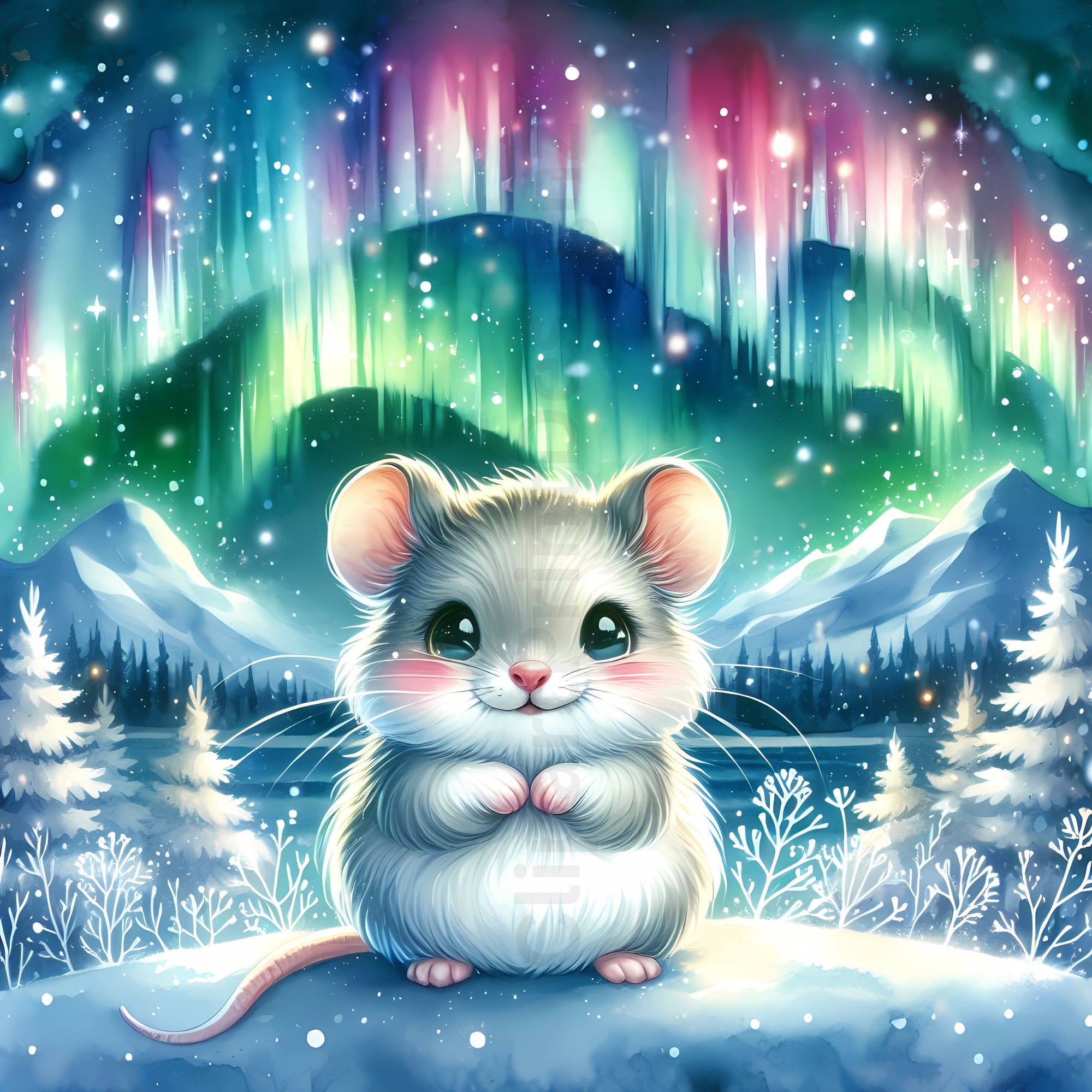 Cute Winter Mouse Clipart Bundle, Watercolor Clip Art Images, 20 High ...