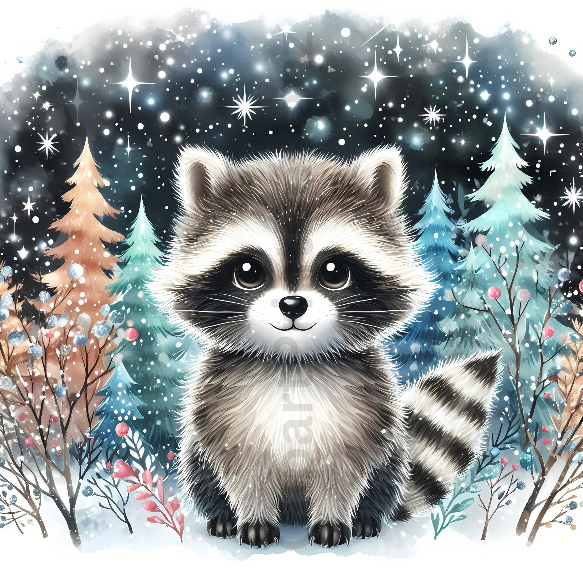 Cute Winter Woodland Animals Clipart Bundle, Festive Watercolor Clip ...