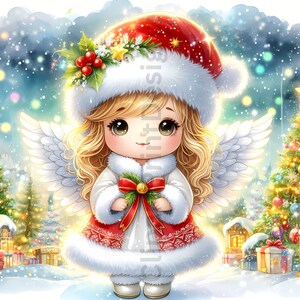 Cute Christmas Angels Clipart Bundle, Xmas Angel Clip Art Images ...