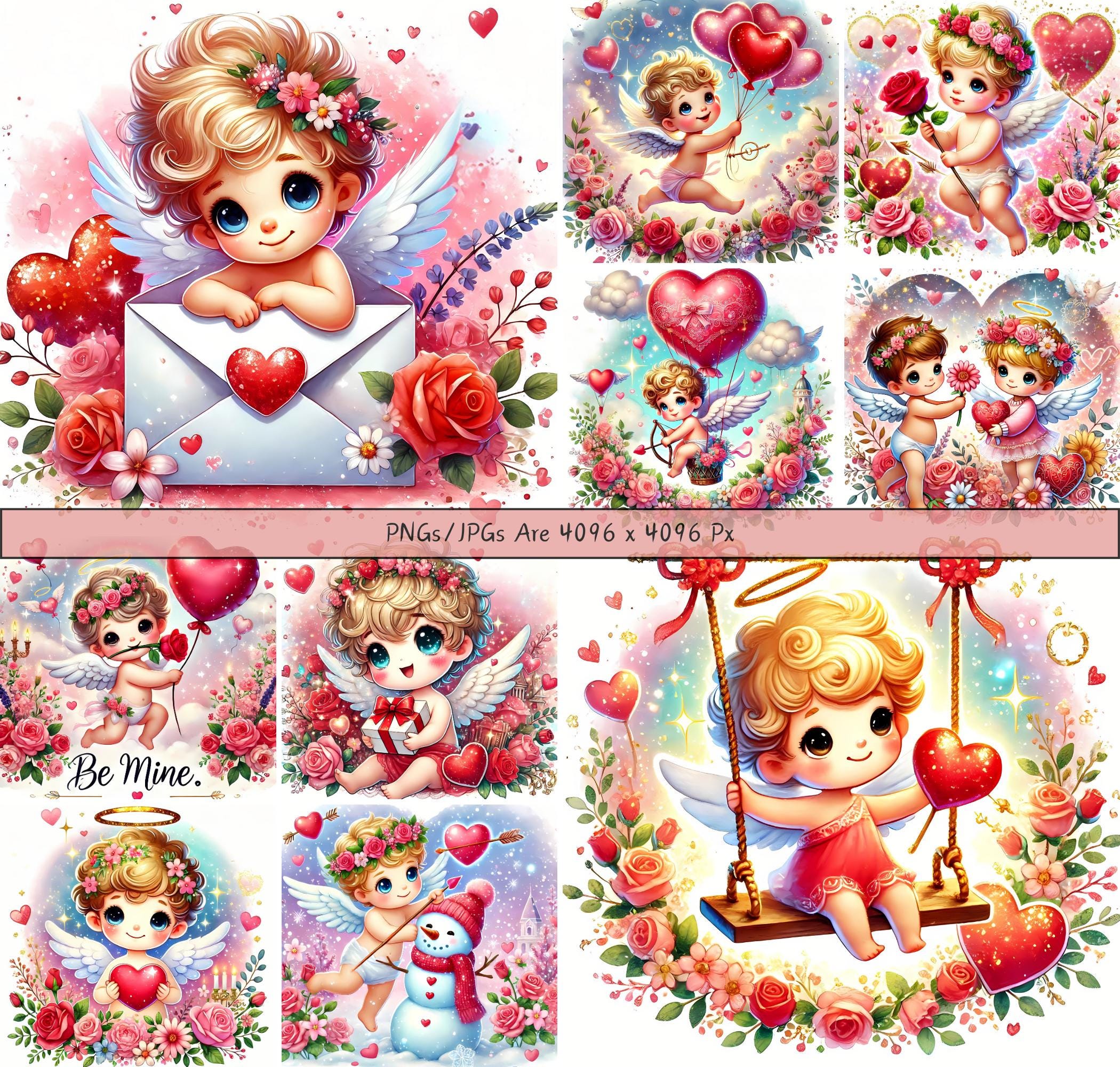 Cute Valentines Day Cupids Clipart Bundle, Valentine Cupid Clip Art ...