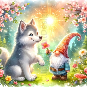 Cute Spring Wolves Clipart Bundle, Watercolor Clip Art Images, High ...