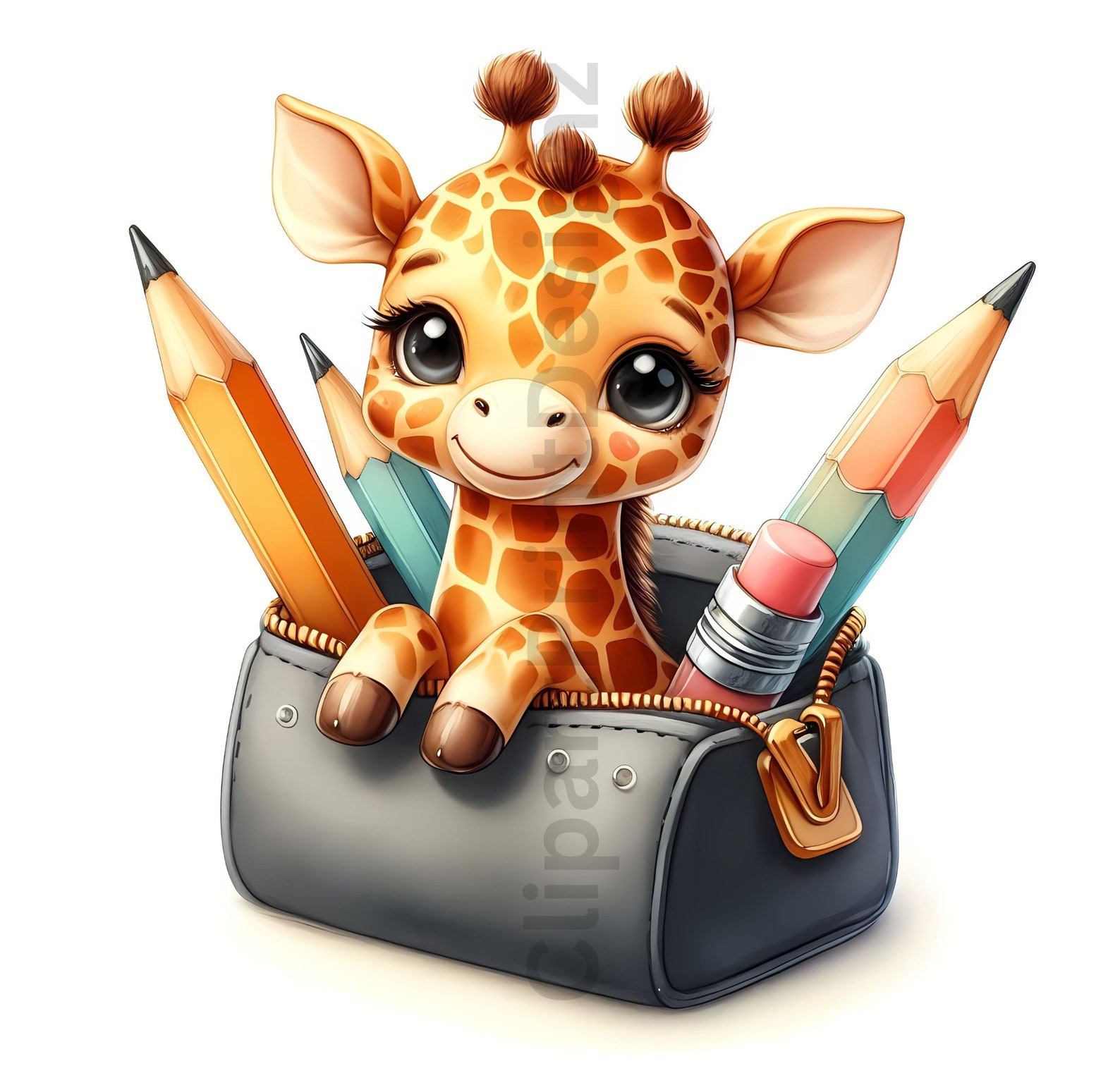 Cute Back to School Giraffes Clipart Bundle, Watercolor Giraffe Clip ...