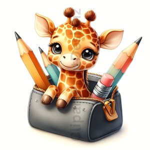 Cute Back to School Giraffes Clipart Bundle, Watercolor Giraffe Clip ...