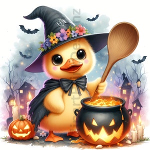 Cute Halloween Ducks Clipart Bundle, Watercolor Duck Clip Art Images ...