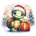 Cute Watercolor Christmas Turtles Clipart Bundle, Animals, 20 High ...