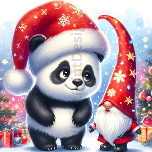 Cute Christmas Pandas Clipart Bundle, Xmas Panda Clip Art Images ...