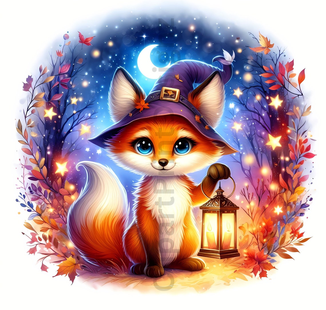 Cute Fall Foxes Clipart Bundle, Watercolor Autumn Fox Clip Art Images ...