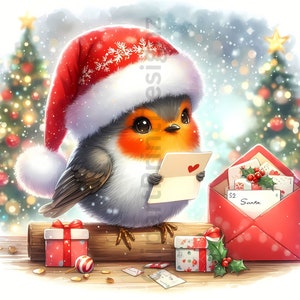 Cute Christmas Robins Clipart Bundle, Xmas Robin Clip Art Images ...