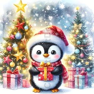 Cute Christmas Penguins Clipart Bundle, Xmas Penguin Clip Art Images ...