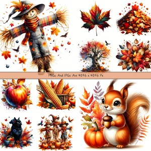 Fall Clipart Bundle, Watercolor Autumn Clip Art Images, High Quality ...