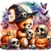 Cute Halloween Teddy Bears Clipart Bundle, Watercolor Bear Clip Art ...