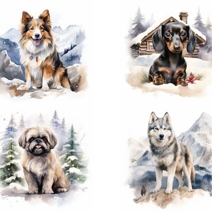 20 Cute Winer Dog Breeds, Watercolor Clipart Bundle, High Quality Pngs ...