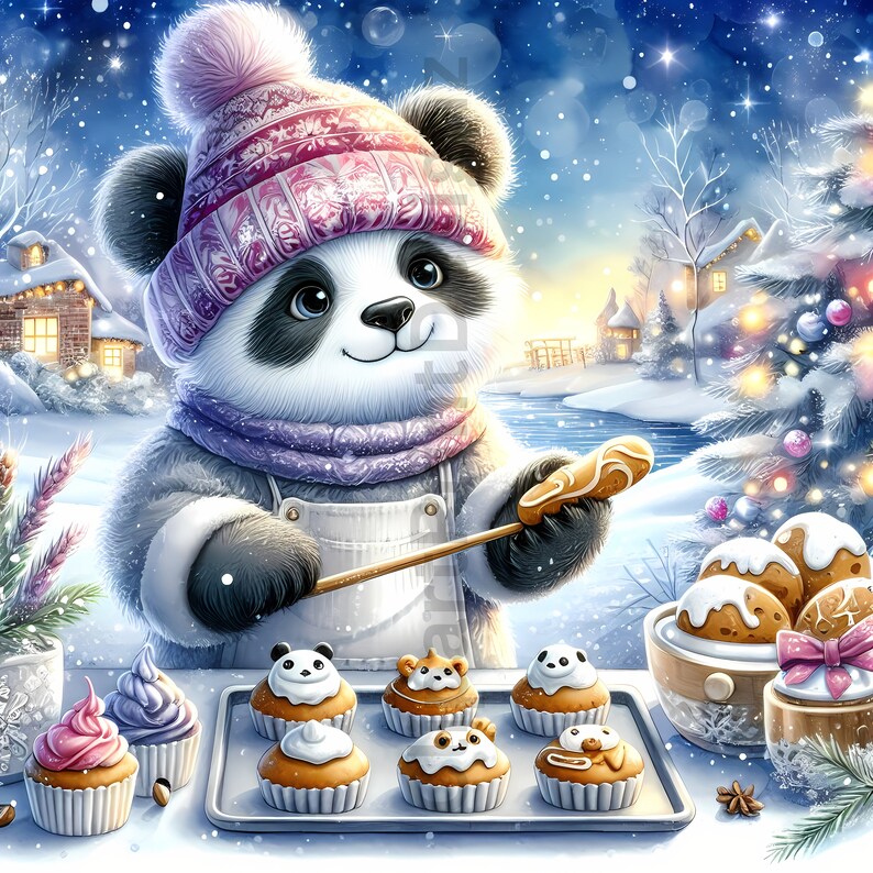 Cute Animals Baking Winter Treats, Clipart Bundle, Festive Watercolor ...