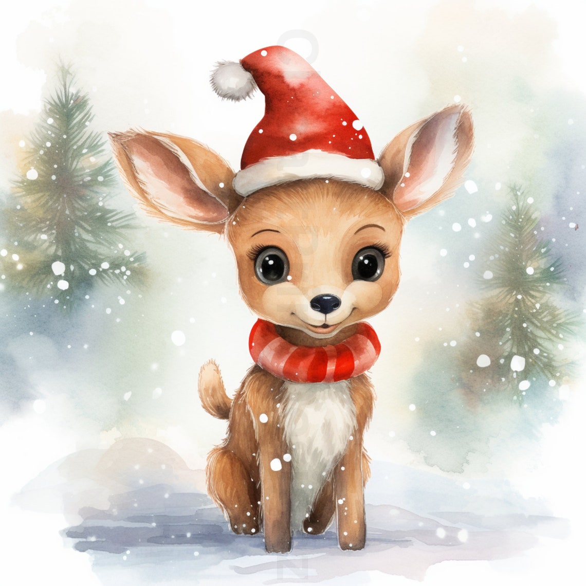 Cute Watercolor Woodland Christmas Animals, Christmas Woodland Clipart ...