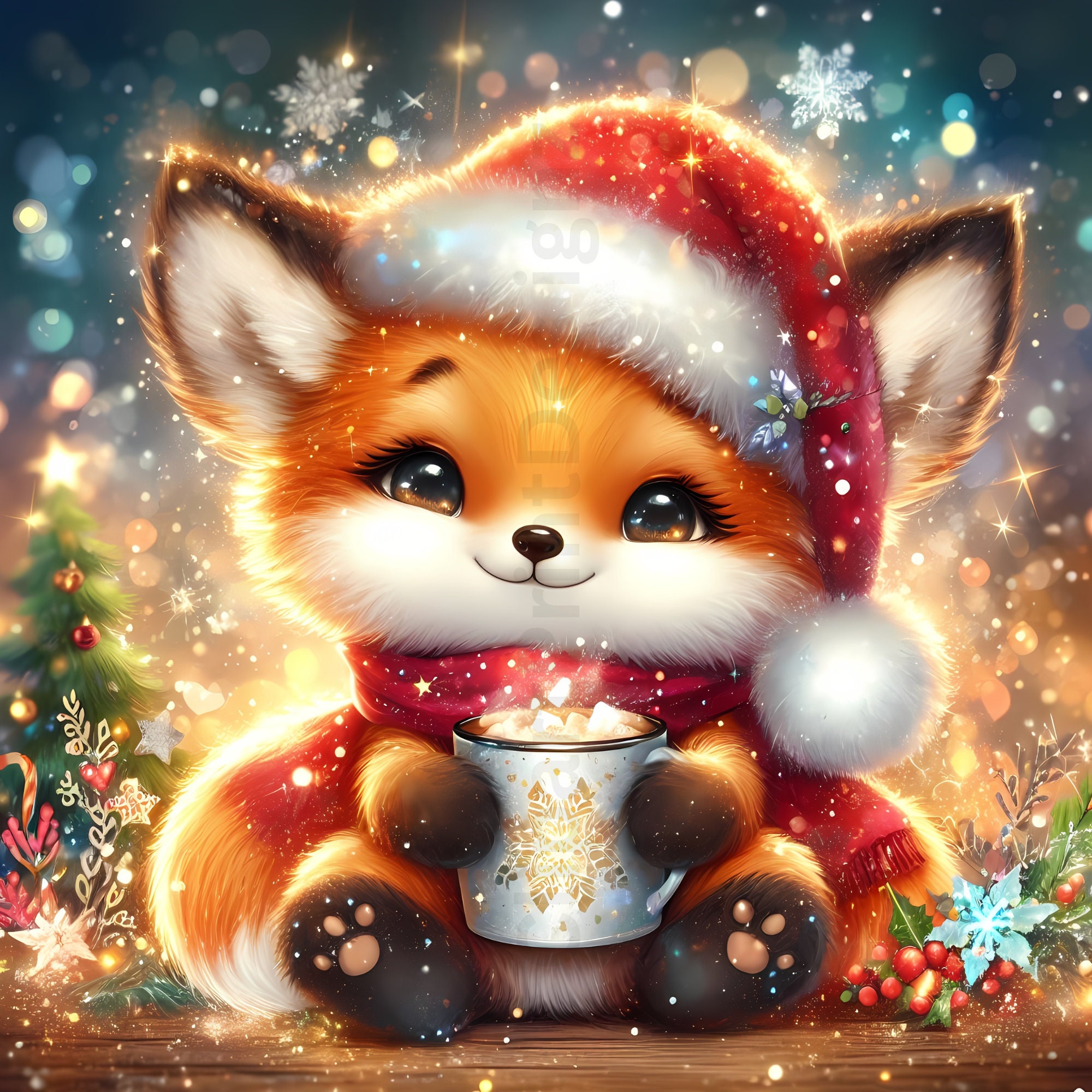 Cute Christmas Fox Clipart Bundle, Baby Animals, 28 High Quality Pngs ...