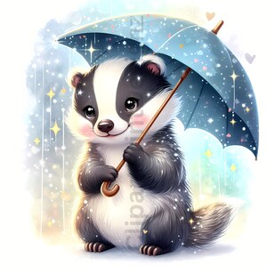 Cute Spring Animals Holding Umbrellas Clipart Bundle, Watercolor Clip ...