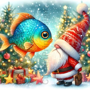 Cute Christmas Fish Clipart Bundle, Xmas Fishes Clip Art Images ...